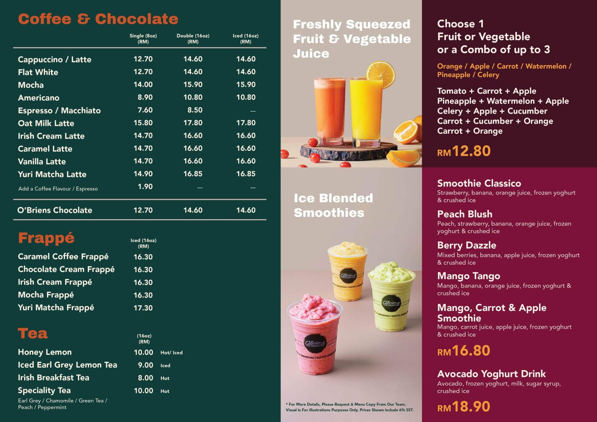 Our Menu - O'Briens Café